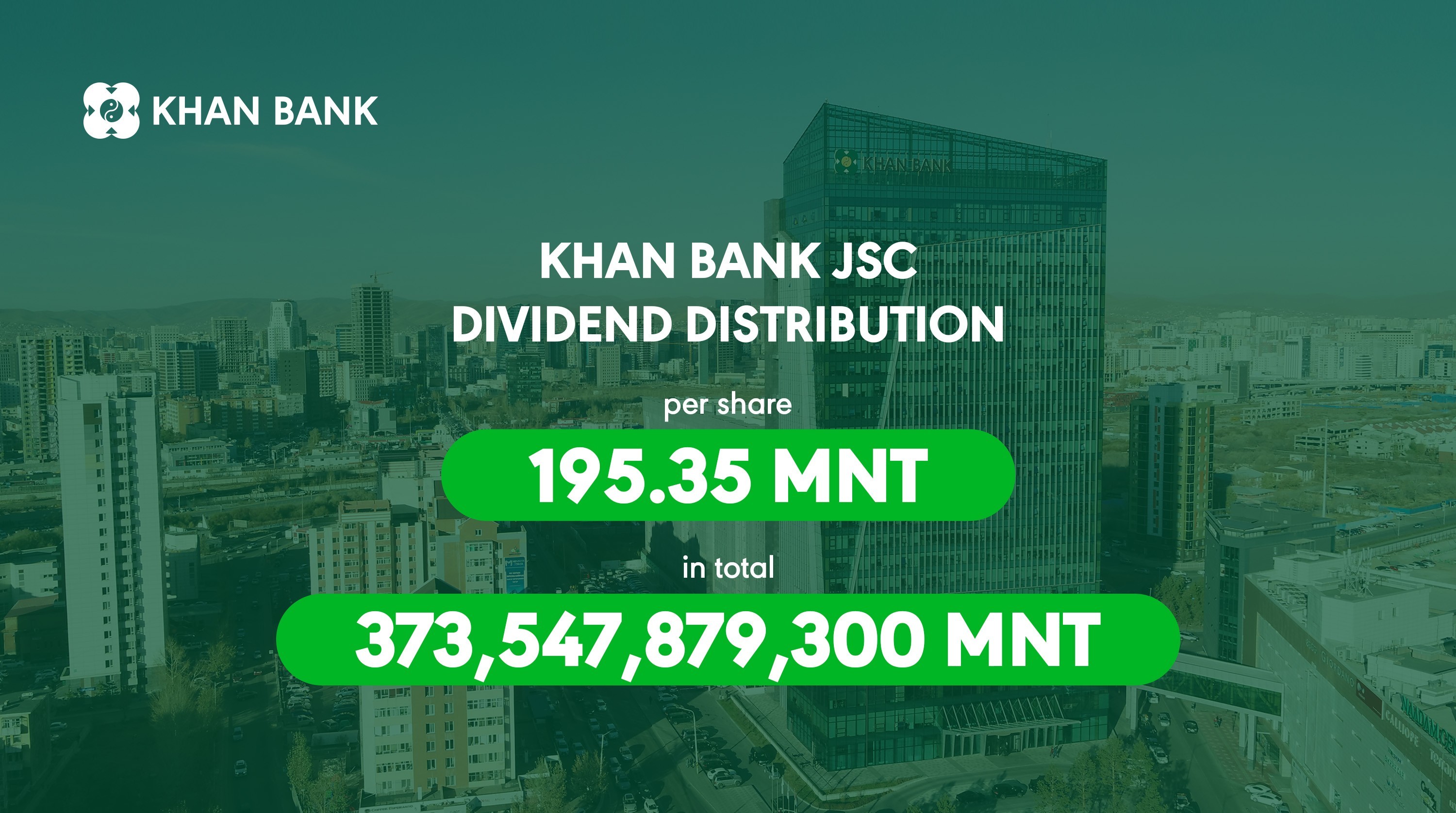 Khan Bank JSC distributes dividends to its shareholders